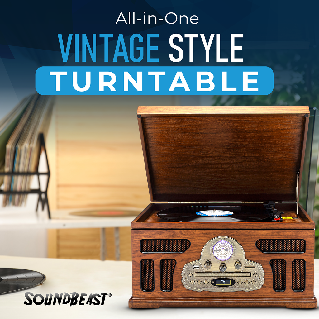 SoundBeast All-in-One Turntable | 3-Speed Record Player, Bluetooth, CD ...