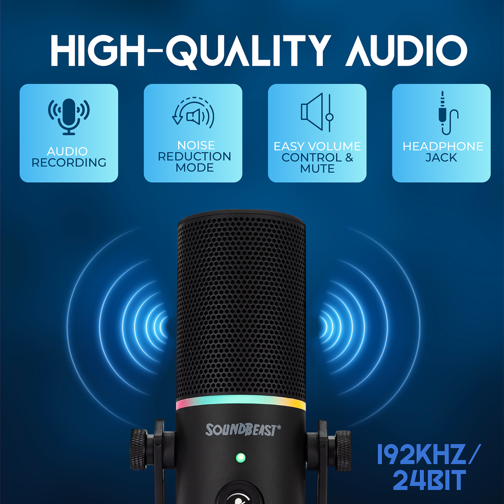 SoundBeast Firebird USB Microphone | With Volume Control, Noise Reduct ...