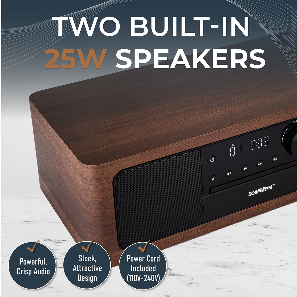 SoundBeast Stereo Shelf System | CD Player, Bluetooth, FM Radio, USB P ...